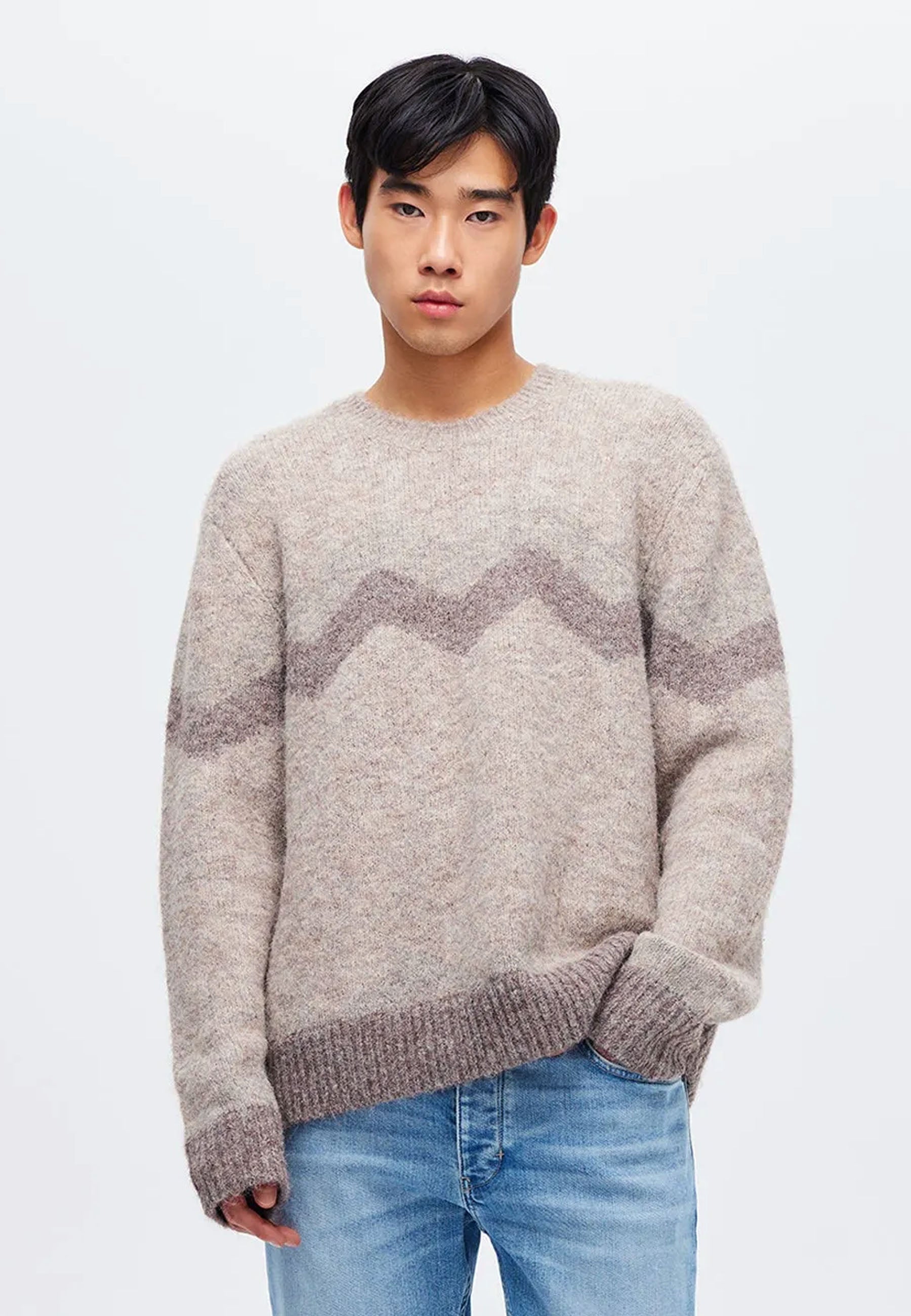 Neuw Denim | Buy Intarsia Zig Zag Crew - Sand online | Good As Gold, NZ