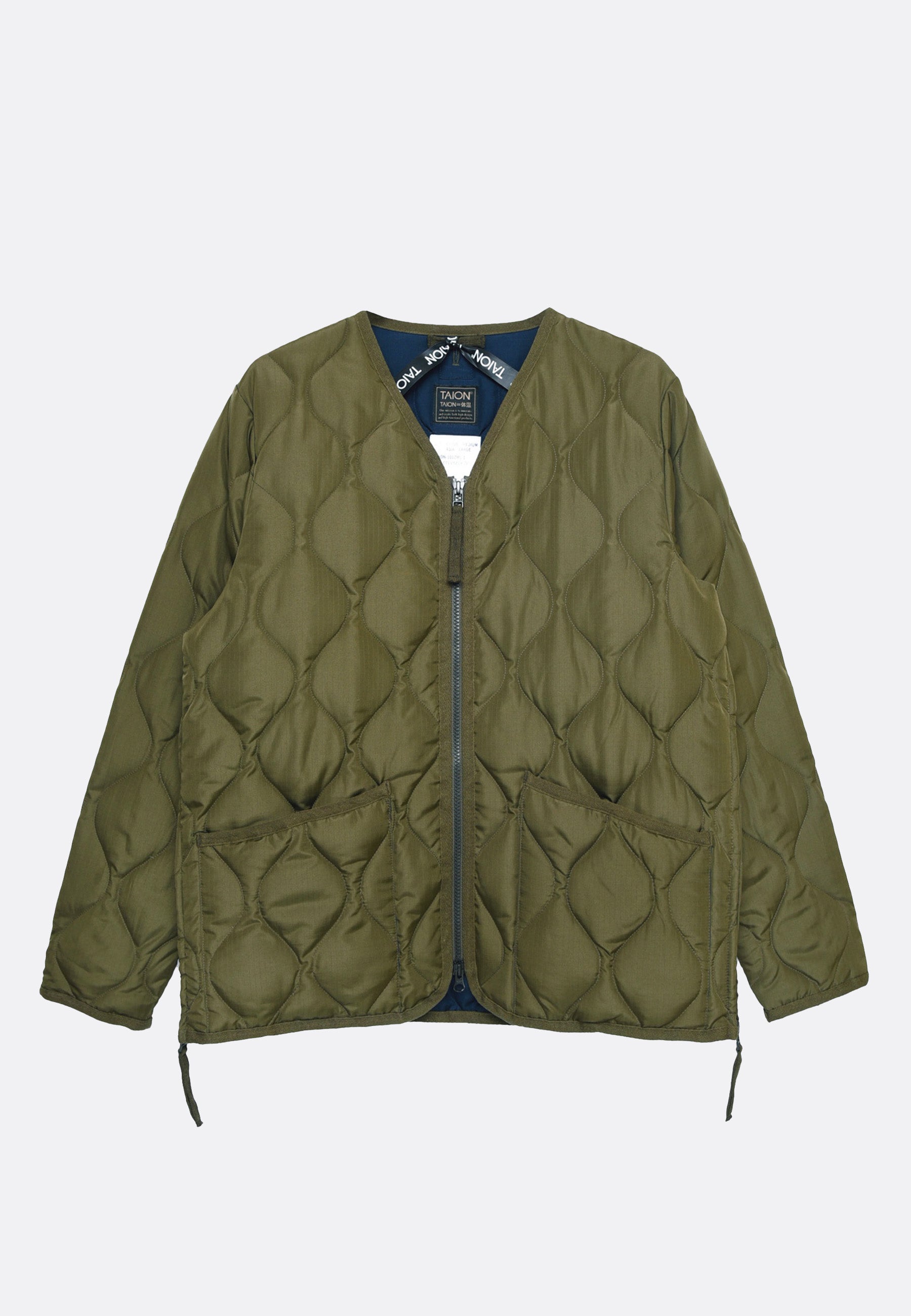 Taion | Buy Military Zip V Neck Down Jacket - Dark Olive online | Good ...