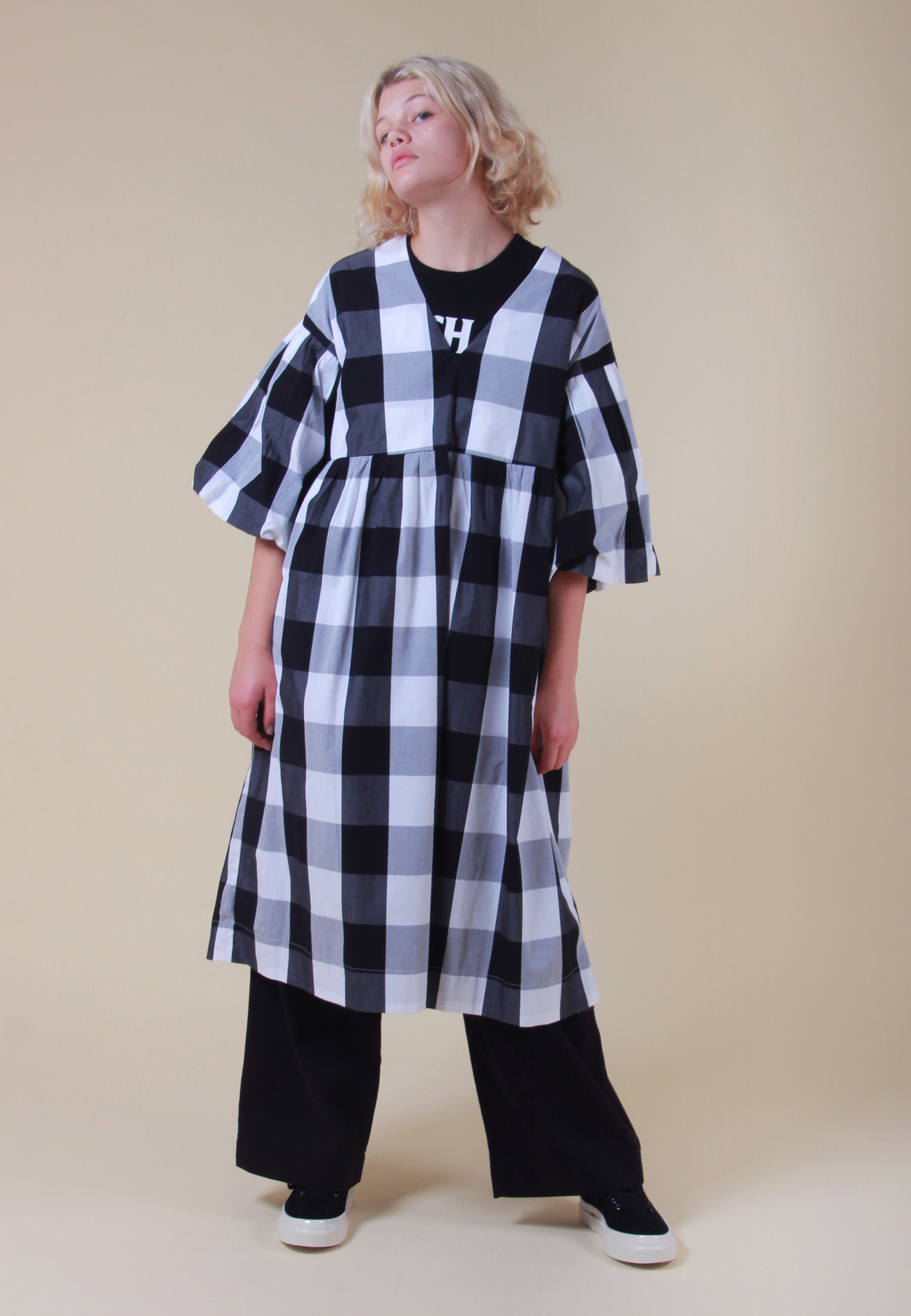 Kowtow | Buy Yoshi Dress - black/white check online | Good As Gold, NZ