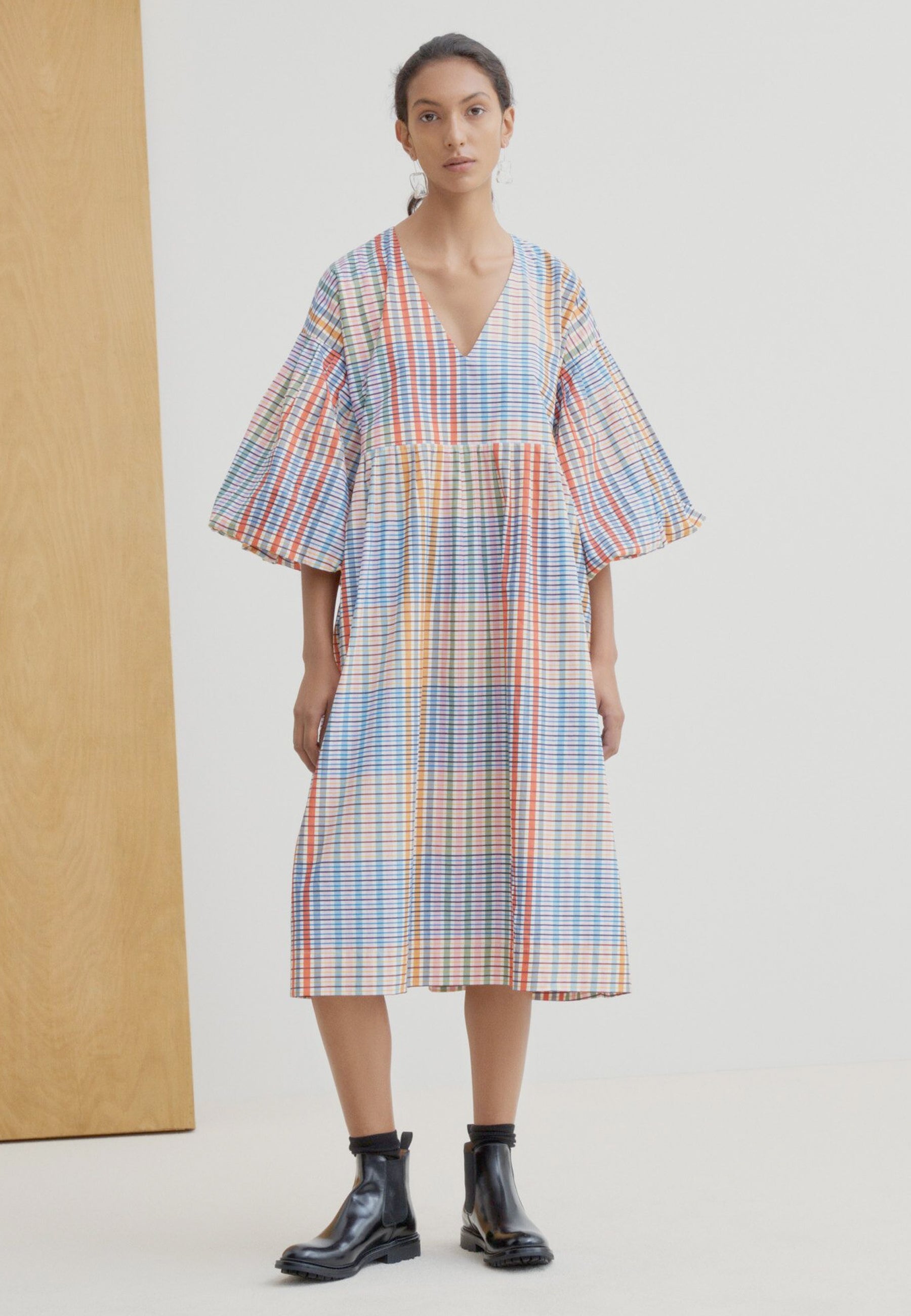 Kowtow | Buy Yoshi Dress - painter check online | Good As Gold, NZ